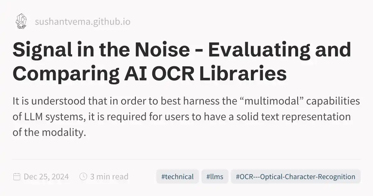 Signal in the Noise - Evaluating and Comparing AI OCR Libraries
