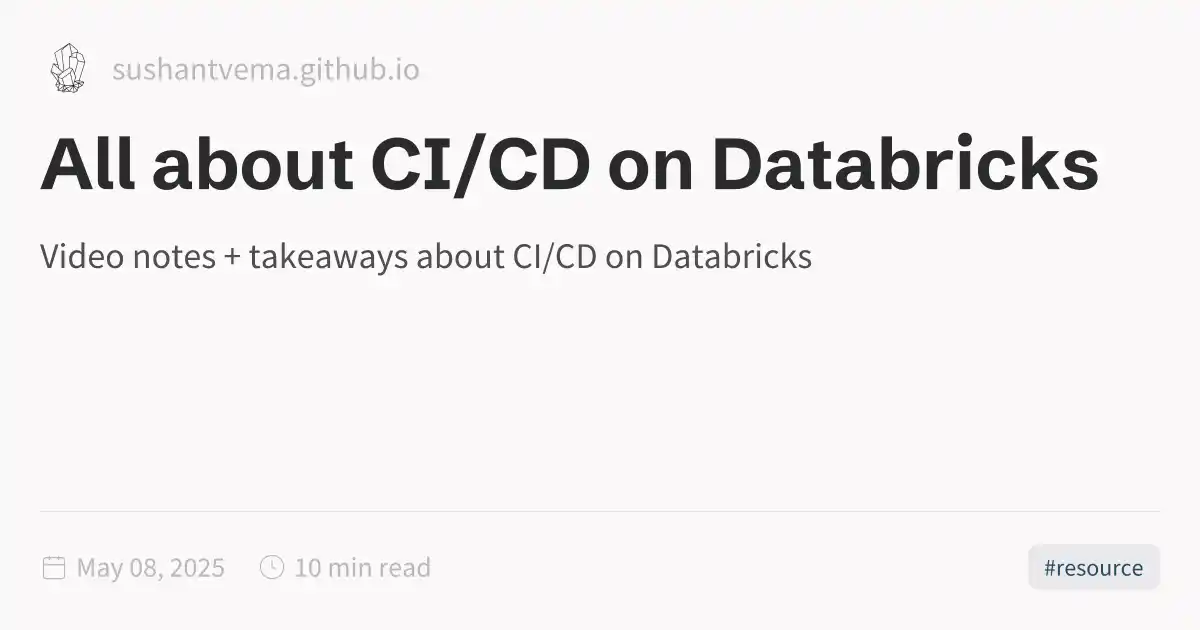 All about CI/CD on Databricks