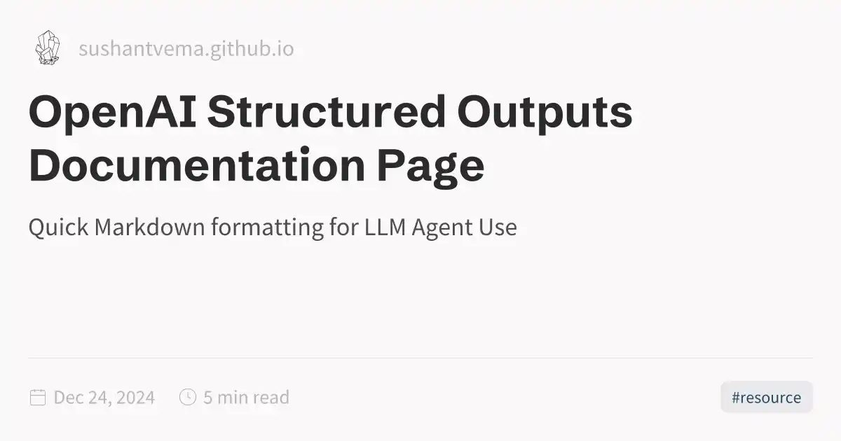 OpenAI Structured Outputs Documentation Page